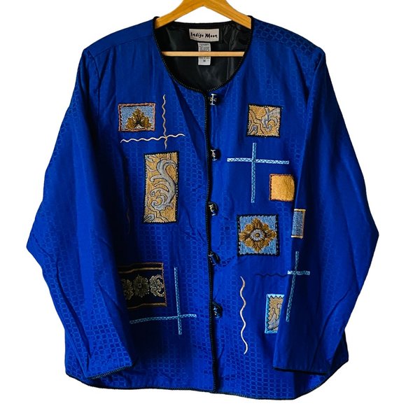 indigo moon | Jackets & Coats | Vtg Indigo Moon Cobalt Blue Patchwork ...